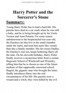 Harry potter resume - Engelsk - Opgaver.com