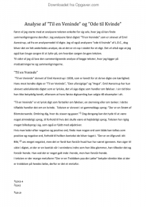 Analyse af ode til kvinde og veninde - Dansk - Opgaver.com