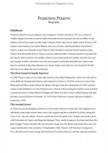 Francisco Pizarro Biography - Engelsk - Opgaver.com