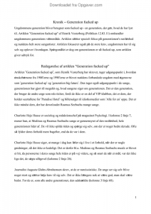 Generation fucked up - Dansk - Opgaver.com