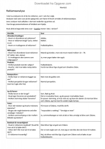Reklame analyse - Dansk - Opgaver.com