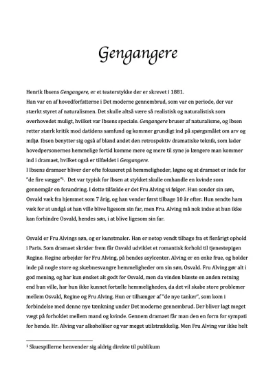 Gengangere Henrik Ibsen - Dansk - Opgaver.com
