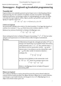 Keglesnit og kvadratisk programmering - Matematik - Opgaver.com