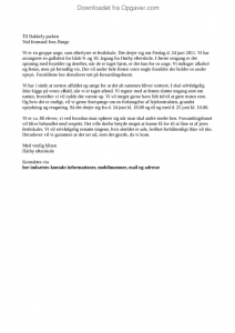 Et formelt brev til Bakkelyparken - Dansk - Opgaver.com