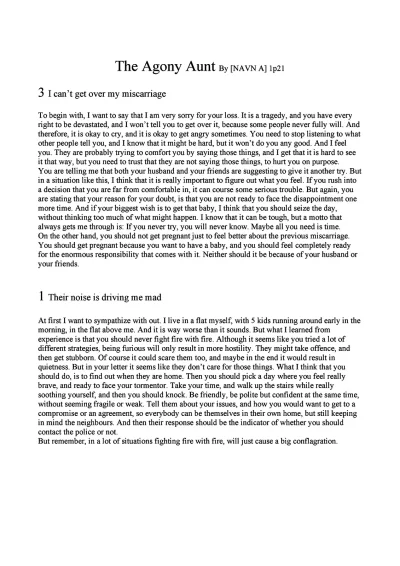 The Agony Aunt - Engelsk - Opgaver.com