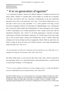 Redegørelse af vi er en generation af egoister - Dansk - Opgaver.com