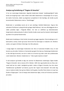 Analyse og fortolkning af Flugten til Amerika - Dansk - Opgaver.com