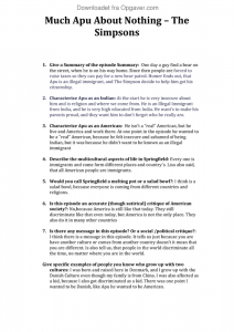 Much Apu About Nothing – The Simpsons - Engelsk - Opgaver.com
