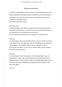 Wohnen und Leben - Tysk - Opgaver.com