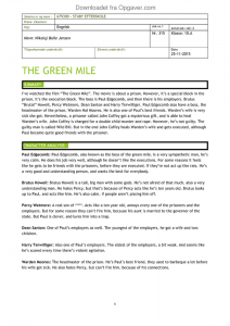 The Green Mile book review - Engelsk - Opgaver.com