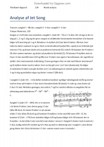 Jet song melodisk analyse - Musikhistorie - Opgaver.com