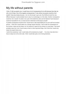 My life without parents - Engelsk - Opgaver.com