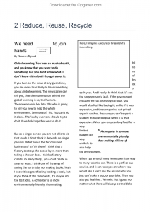 Reduce, Reuse, Recycle FP10 MAJ 2016 - Engelsk - Opgaver.com
