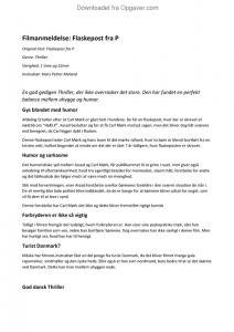 Filmanmeldelse Flaskepost fra P - Dansk - Opgaver.com