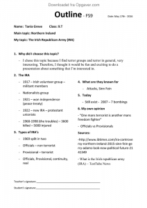 english outline the IRA - Engelsk - Opgaver.com