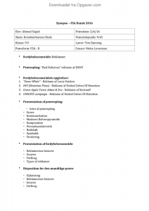 Synopsis - Reklamer - Dansk - Opgaver.com