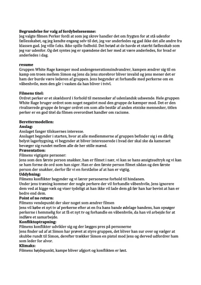 analysering af filmen perker - Dansk - Opgaver.com