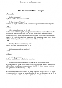 Analyse af Den Blomstrende Have - Dansk - Opgaver.com