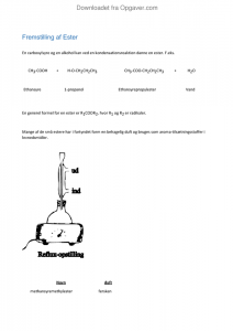 Fremstilling af Ester - Kemi - Opgaver.com