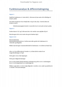 Funktionsanalyse emneopgave - Matematik - Opgaver.com