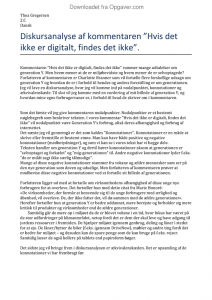 Diskurs Generation y - Dansk - Opgaver.com