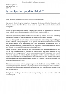 UK immigration speech - Engelsk - Opgaver.com