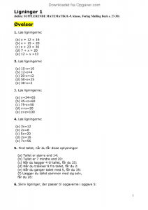 Ligninger opgaver - Matematik - Opgaver.com