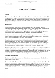 analyse af cult reklame - Dansk - Opgaver.com