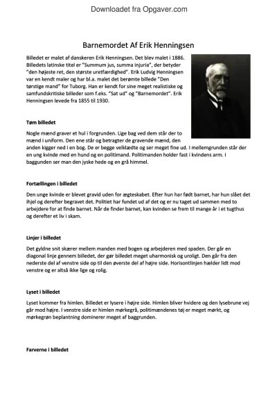 Analyse af Barnemordet - Dansk - Opgaver.com