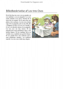 Billedebeskrivelse af Los tres osos - Spansk - Opgaver.com