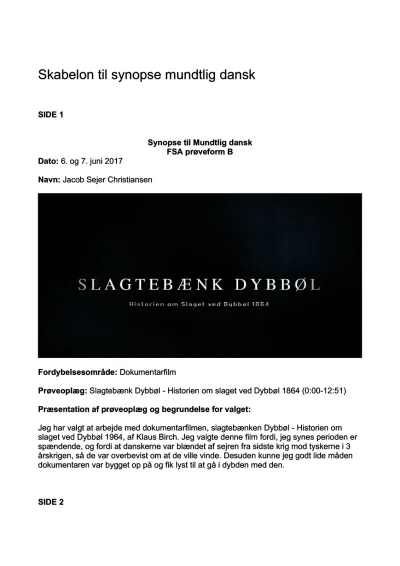 Analyse af dokumentarfilm synopse - Dansk - Opgaver.com