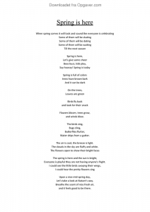 Poem - spring - Engelsk - Opgaver.com