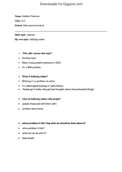 engelsk outline - Engelsk - Opgaver.com