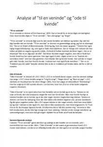 sammenlignende analyse af ”Til en Veninde” og ”Ode til Kvinde”. - Dansk - Opgaver.com