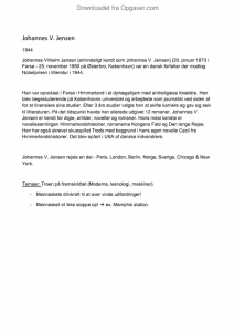 biografi af johannes V. jensen - - Opgaver.com