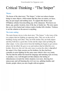 The Sniper - Critical Thinking - Engelsk - Opgaver.com