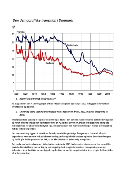 Den Demografiske Transition - Dansk - Opgaver.com