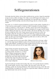 selfie genrationen - Dansk - Opgaver.com