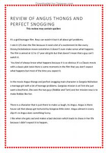 Review of angus tongs and snogging - Engelsk - Opgaver.com