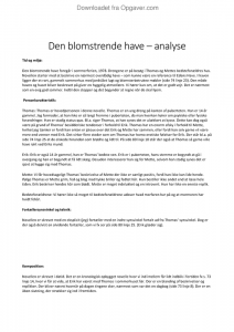 Den blomstrende have analyse - Dansk - Opgaver.com