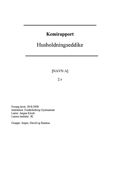 Husholdningseddike - Kemi - Opgaver.com