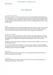 Arla reklame analyse - Dansk - Opgaver.com