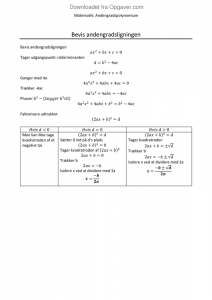 Bevis andengradligning - Matematik - Opgaver.com