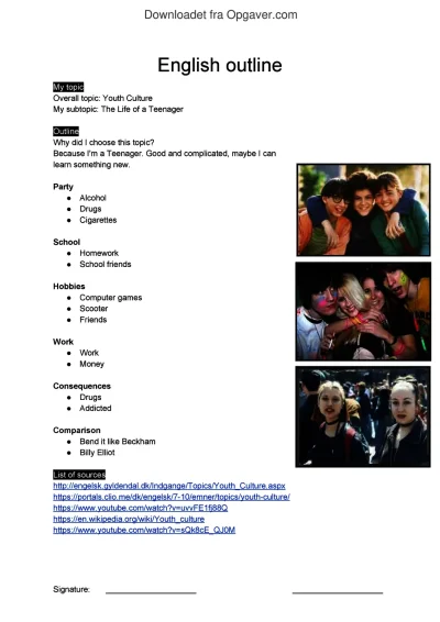English outline - Engelsk - Opgaver.com
