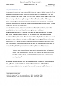 Analyse og Fortolkning af Alexander Stephens The Cornerstone Speech ...