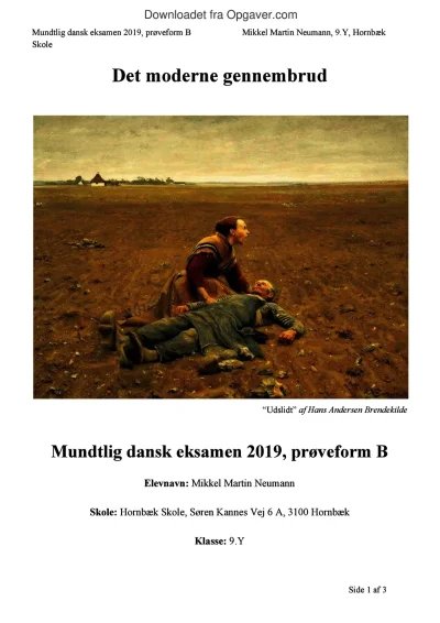 Synopsis Mundtlig Dansk - Udslidt - Dansk - Opgaver.com