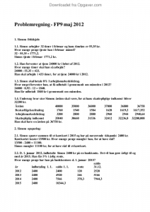 Problemregning, FP9 maj 2012 - Matematik - Opgaver.com