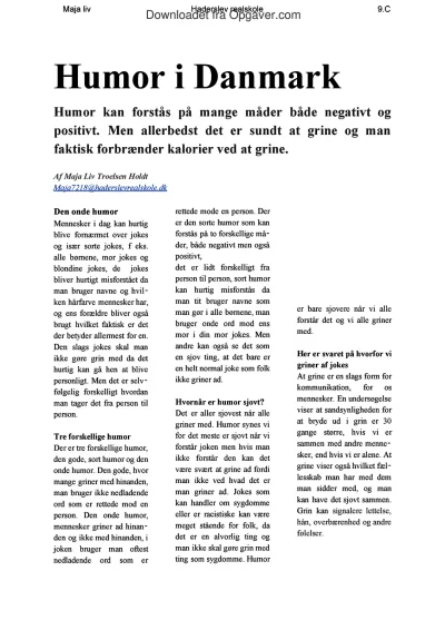 Humor - Dansk - Opgaver.com