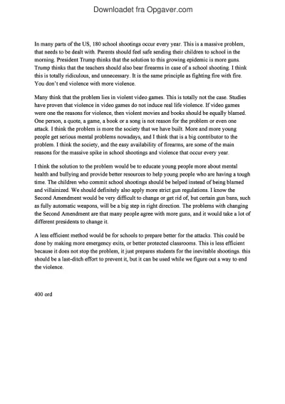 School shootings essay - Engelsk - Opgaver.com