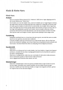 Analyse klods hans og klotte hans - Dansk - Opgaver.com